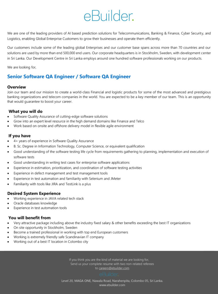 Software QA Engineer - eBuilder.com